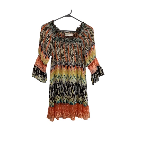 Urban Mangoz | Tops | Urban Mangoz Sheer Chevron Striped Bell Sleeve ...